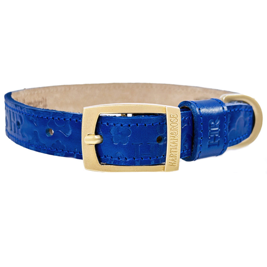 H&R Embossed Dog Collar in Cobalt Blue – Hartman & Rose